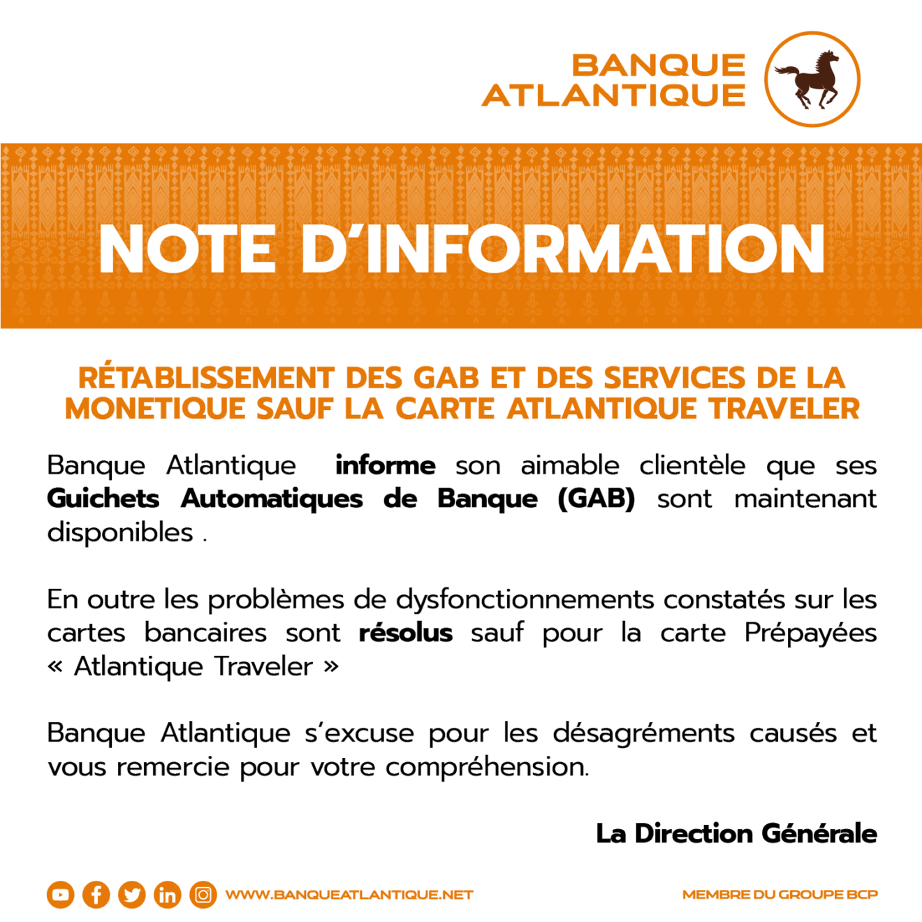 NOTE D’INFORMATION : Rejet des chèques affichant l’ancien logo à ...